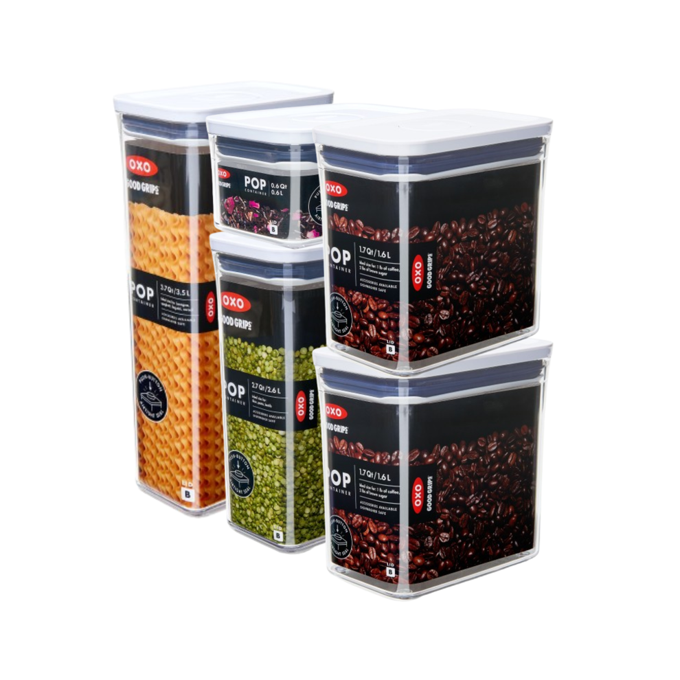 ชุดกล่องถนอมอาหารสี่เหลี่ยมผืนผ้า 5 ชิ้น I OXO POP 5PC Pantry Containe ...